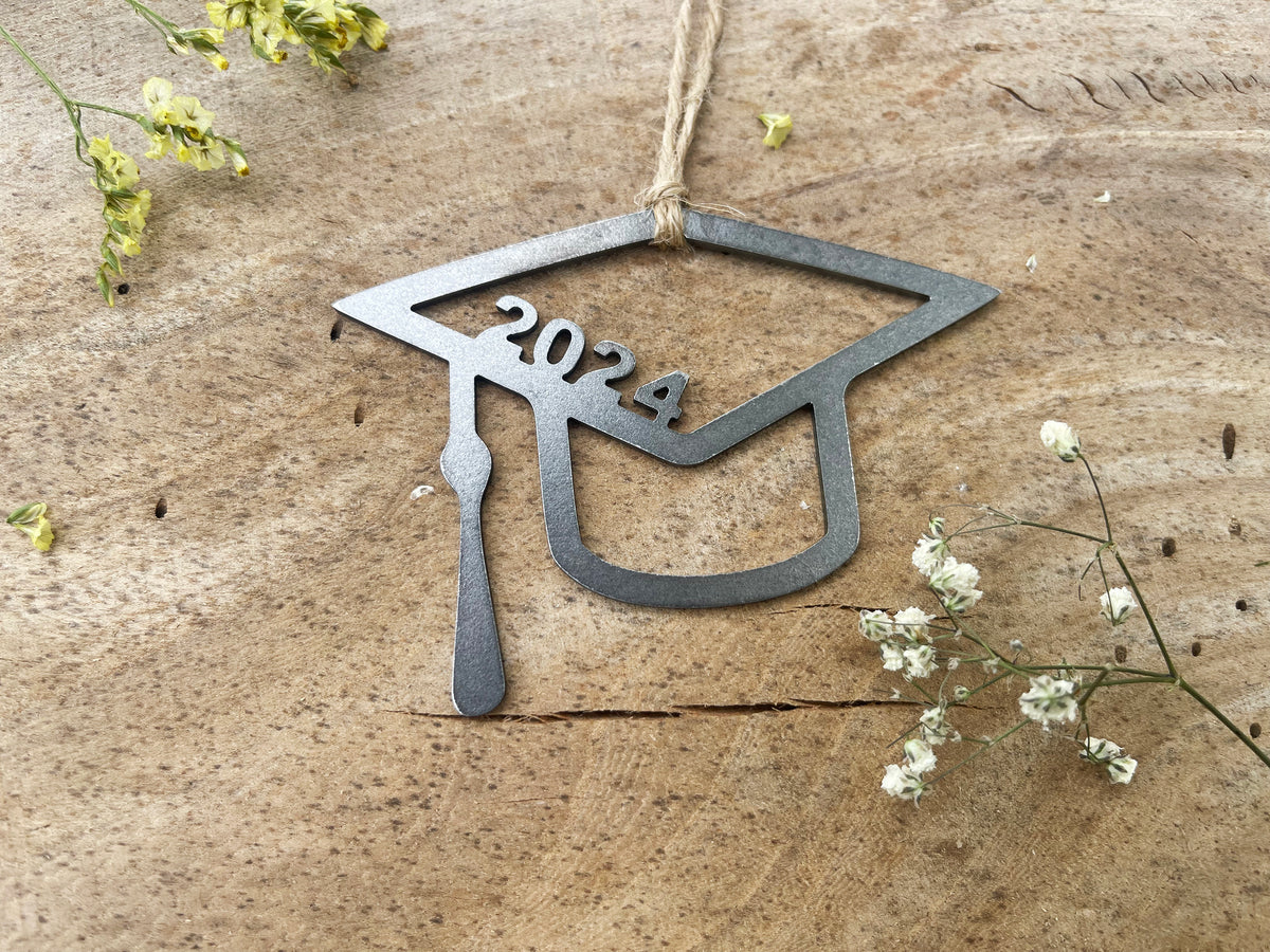 2024 Graduation Cap Metal Ornament made from Raw Steel – BE Creations ...