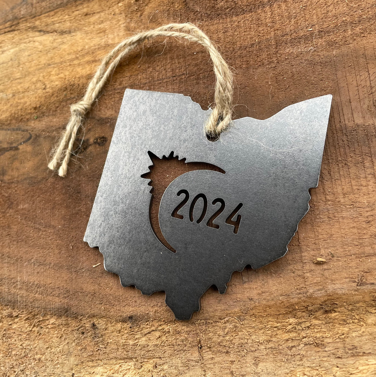 Ohio Eclipse Totality 2024 Commemorative Metal Ornament Made from Raw ...