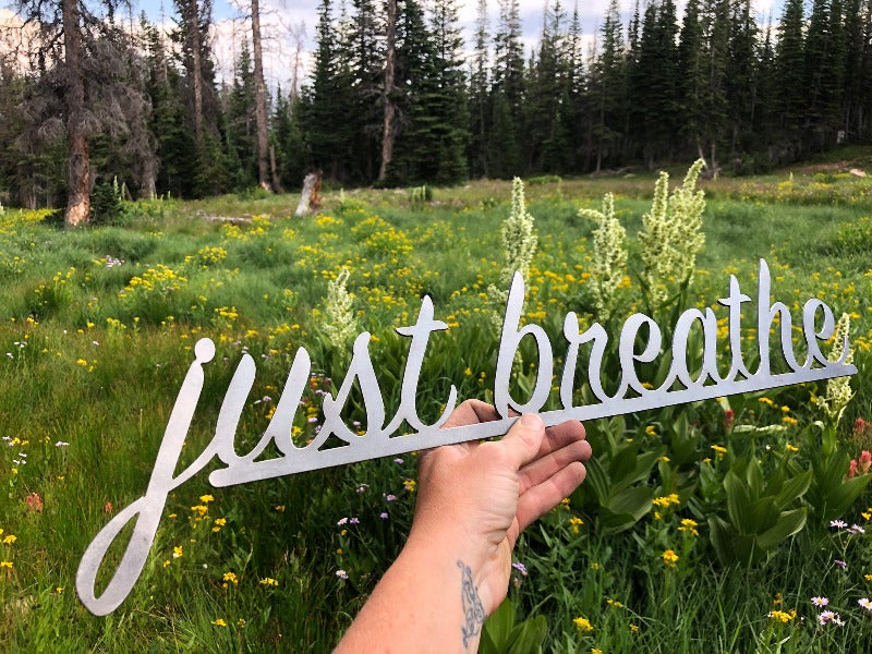 just breathe 23" Cursive Wall Art – BE Creations and Designs